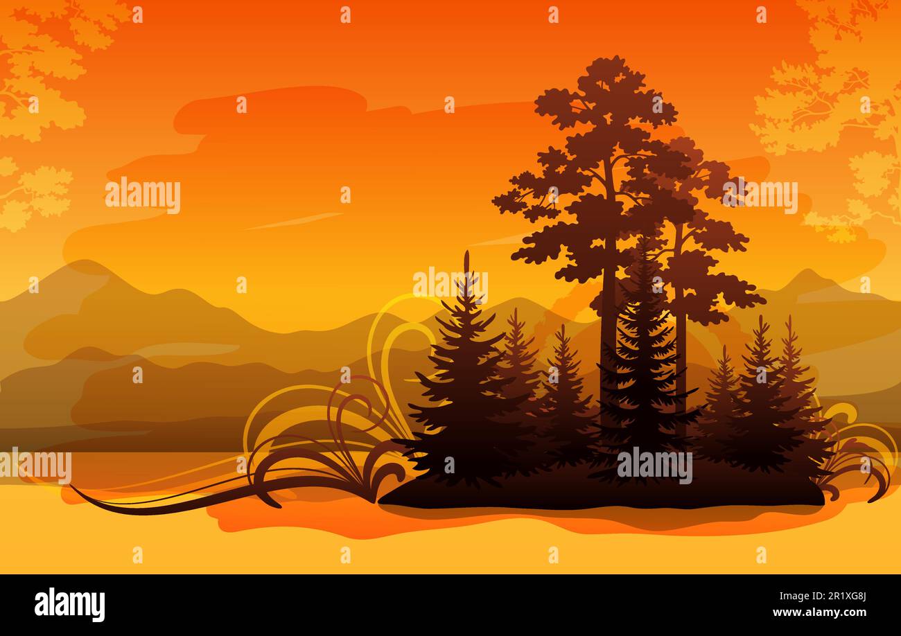 Summer autumn landscape vista view Stock Vector Images - Alamy