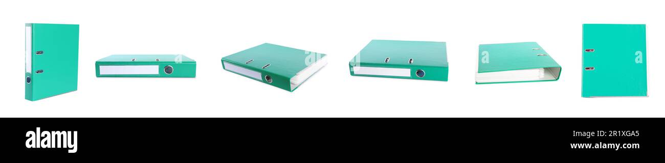 Set with green office folders on white background. Banner design Stock ...