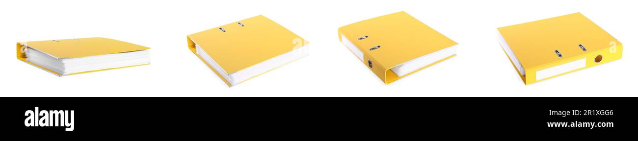 Set with yellow office folders on white background. Banner design Stock ...