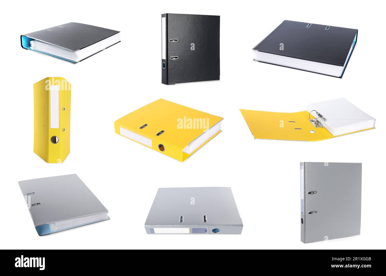 Set with different office folders on white background. Banner design ...