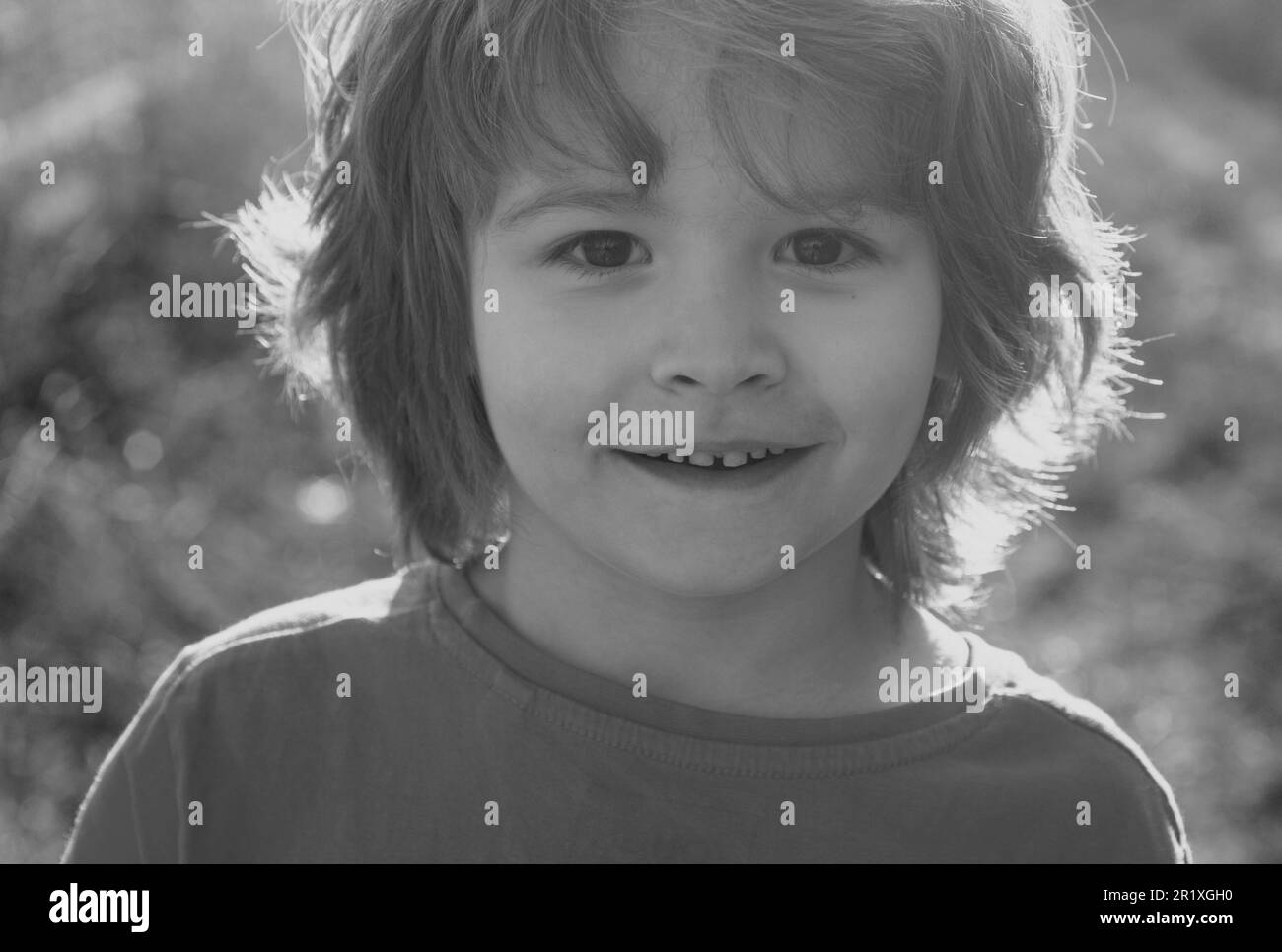 Kids emotions. Happy smiling boy outdoor. Childhood concept Stock Photo ...