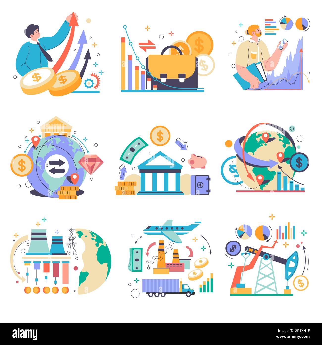 Macroeconomics and money crisis management vector Stock Vector Image ...