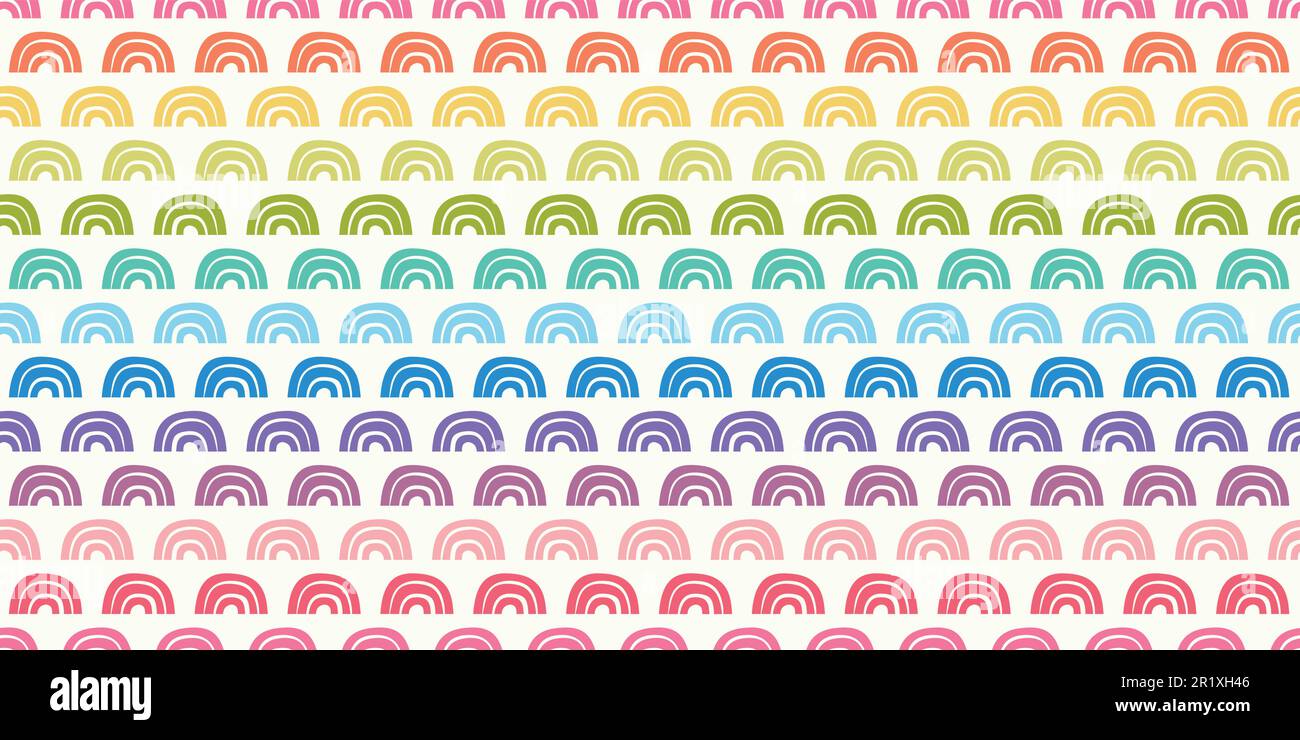 Rainbow pattern background border. Fun vector seamless repeat banner ...