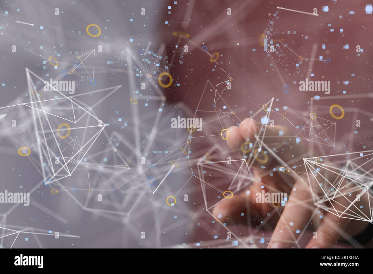 Global network. Blockchain. 3D illustration. Neural networks and artificial intelligence ...