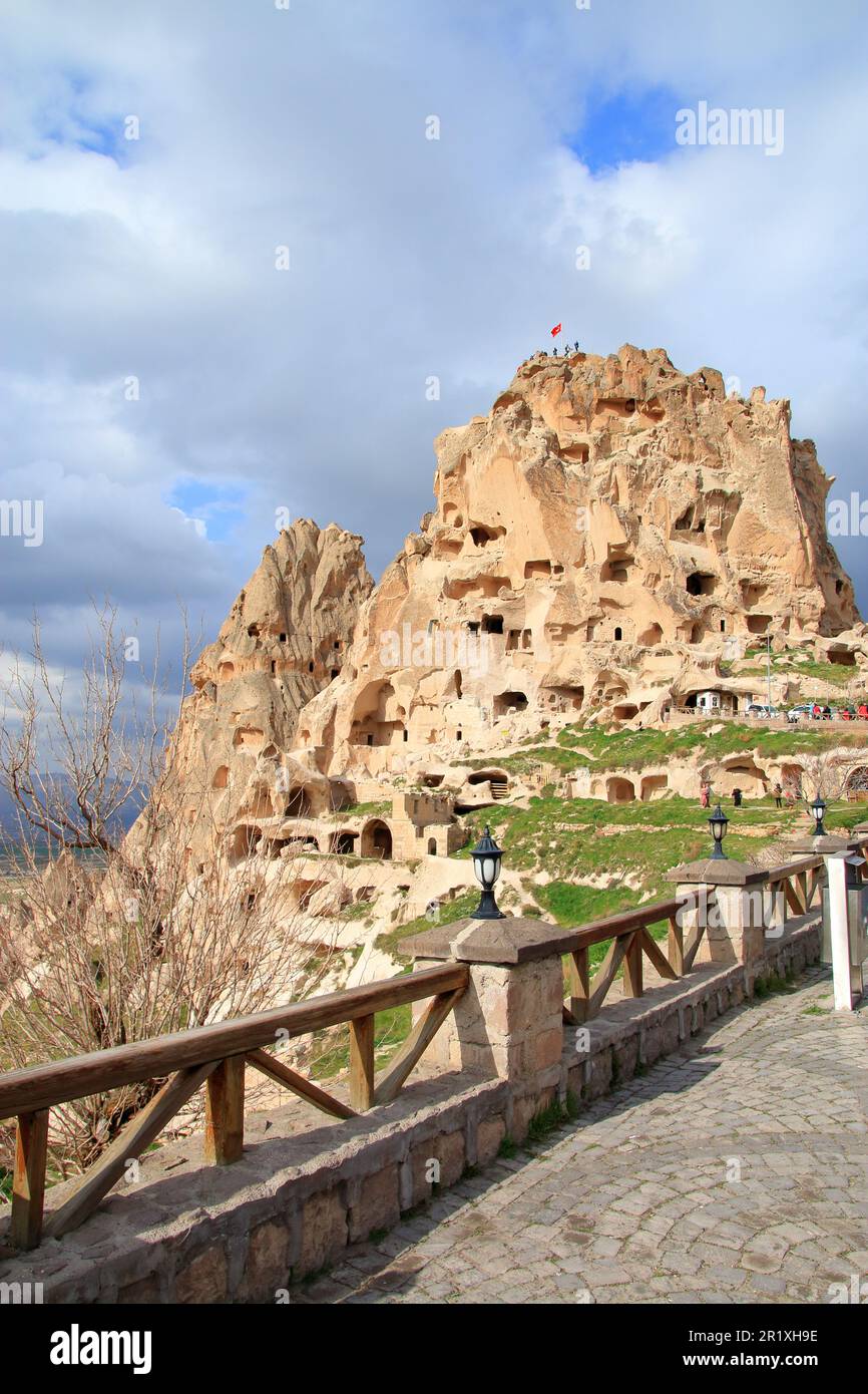 Photo taken in Turkey.The photograph shows an ancient cave fortress ...