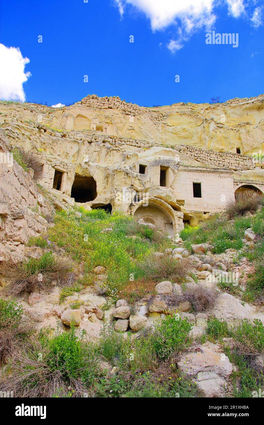 Ancient dwellings in the mountains of Cappadocia Stock Photo - Alamy
