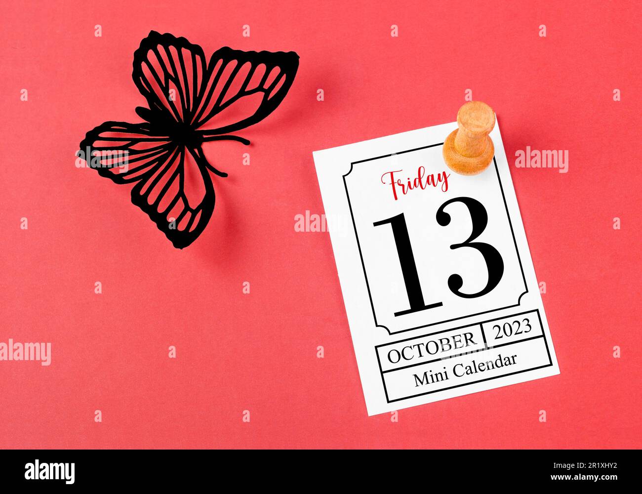 Calendar Friday the 13th on mini calendar with black color butterfly ...