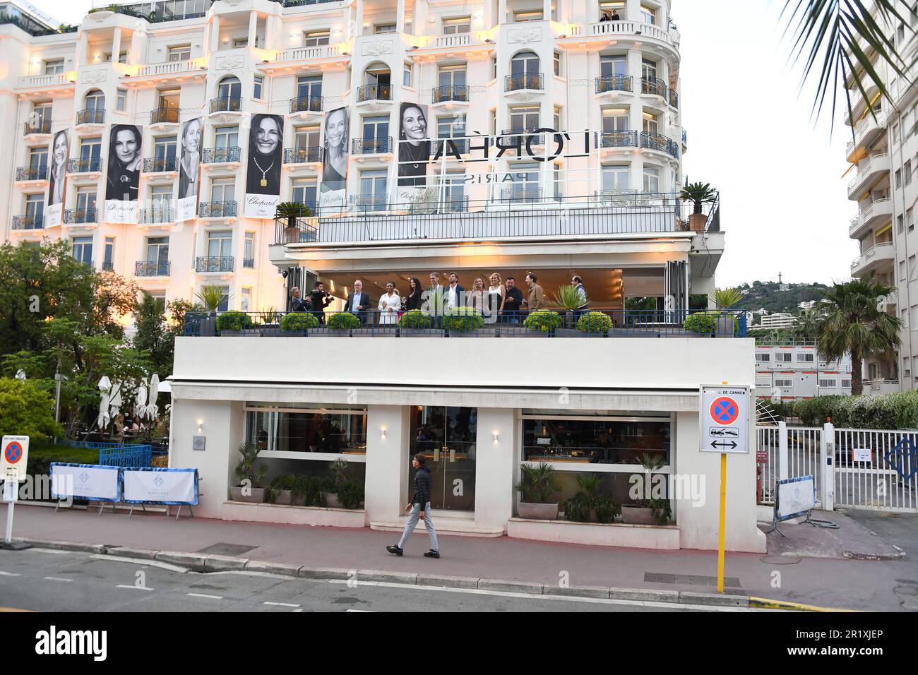 Cannes, France. 15th May, 2023. Iris Knobloch, Thierry Fremaux, Ruben Ostlund, Julia Ducournau ...