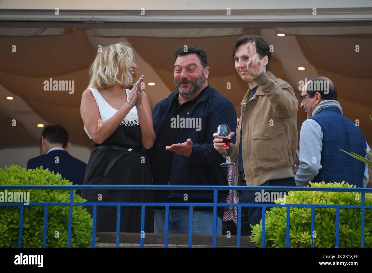 Cannes, France. 15th May, 2023. Iris Knobloch, Thierry Fremaux, Ruben Ostlund, Julia Ducournau ...