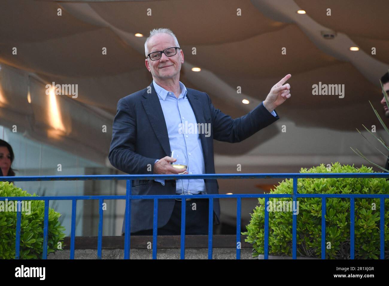 Cannes, France. 15th May, 2023. Iris Knobloch, Thierry Fremaux, Ruben Ostlund, Julia Ducournau ...