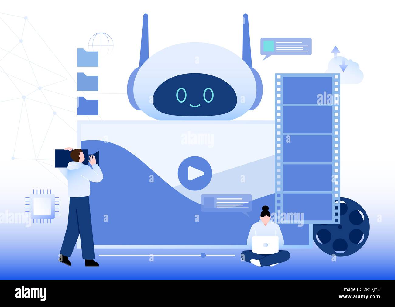 AI artificial intelligence robot editing video Stock Photo - Alamy