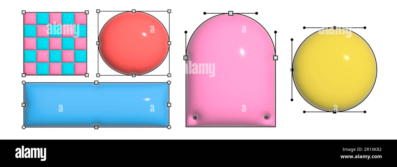 cute 3D vintage y2k retro concept drawing stickers Stock Photo - Alamy