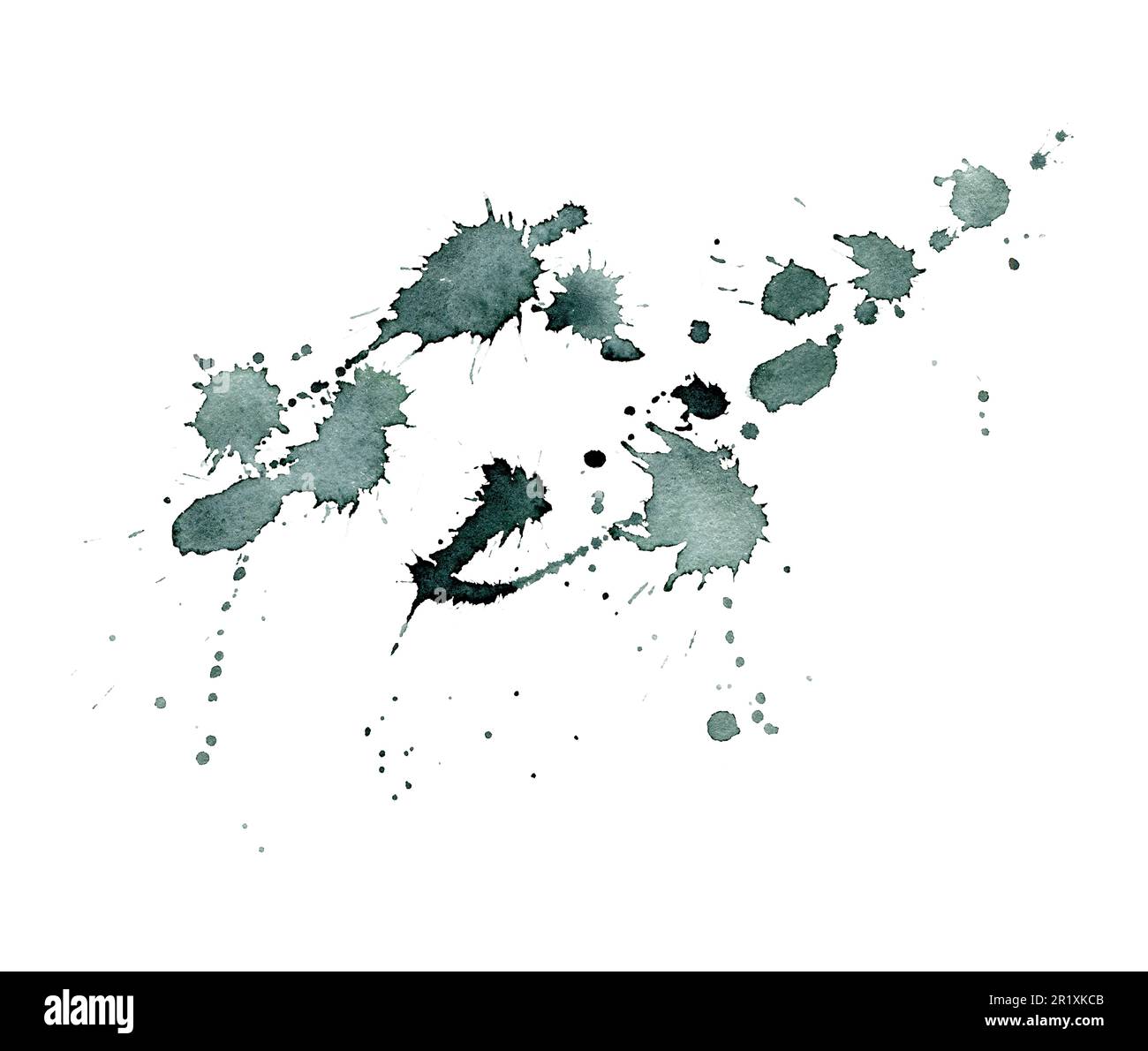 emerald abstract watercolor texture stain with splashes, blot and ...