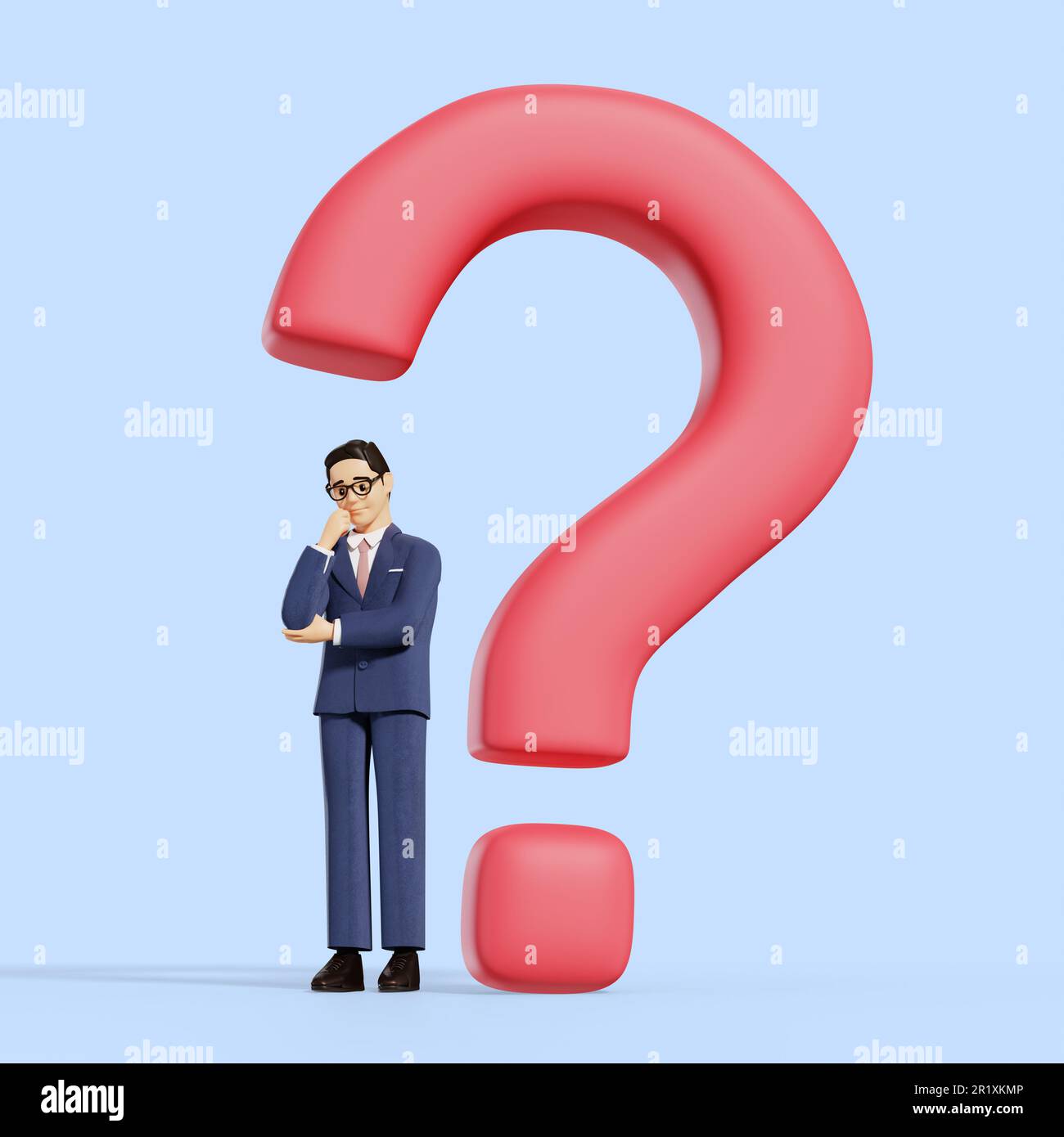 3D business male character with question mark Stock Photo - Alamy