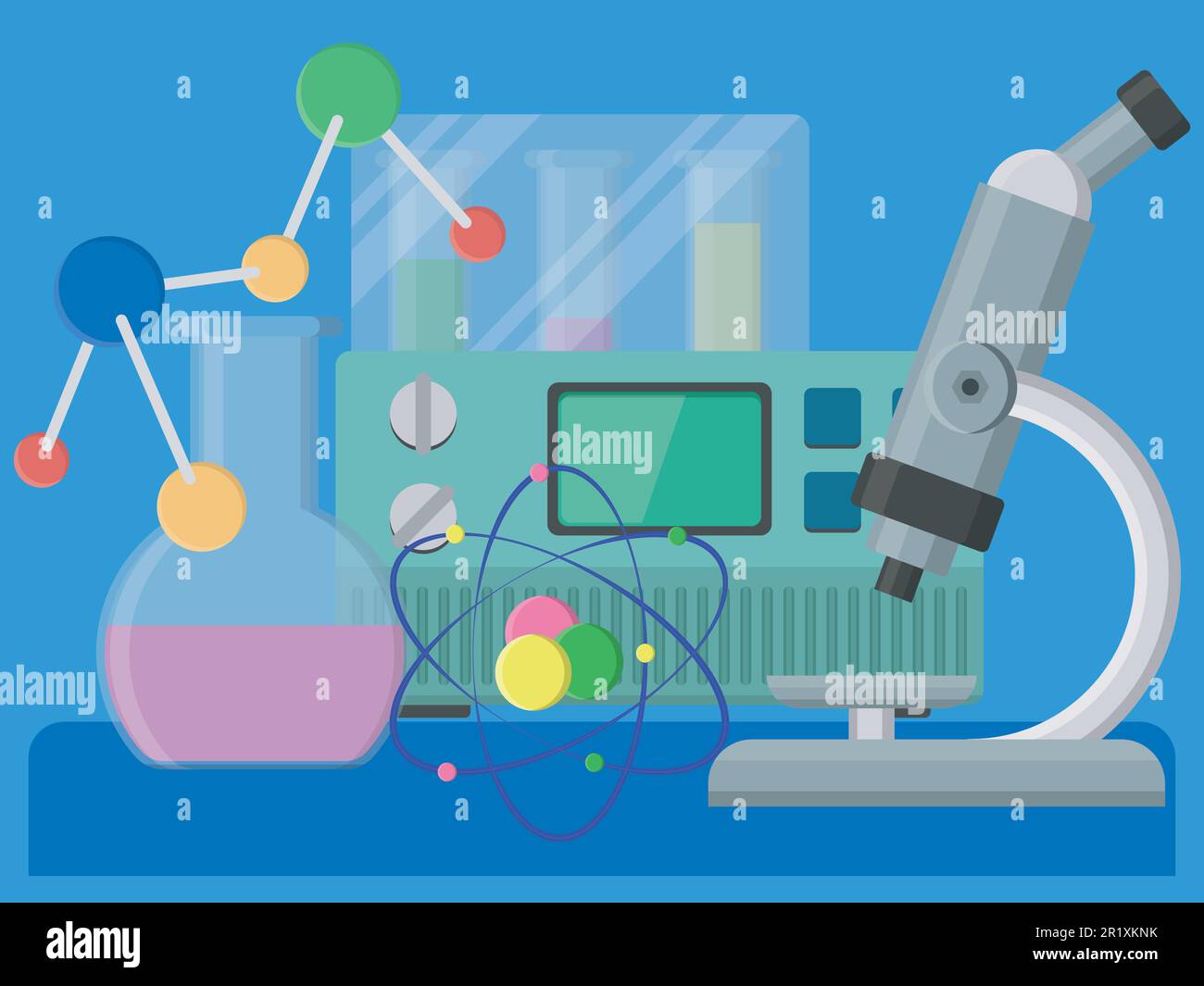 compositional image consists of molecular mesh, lab incubator ...