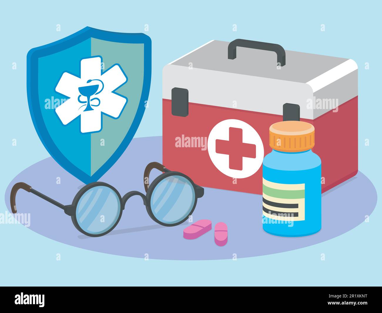 compositional image consists of emergency help symbol, pills, medical ...