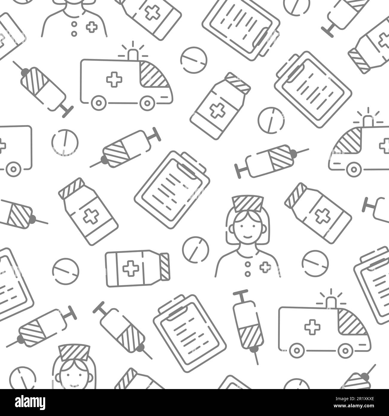 seamless pattern contours medicine nurse doctor ambulance illustration ...