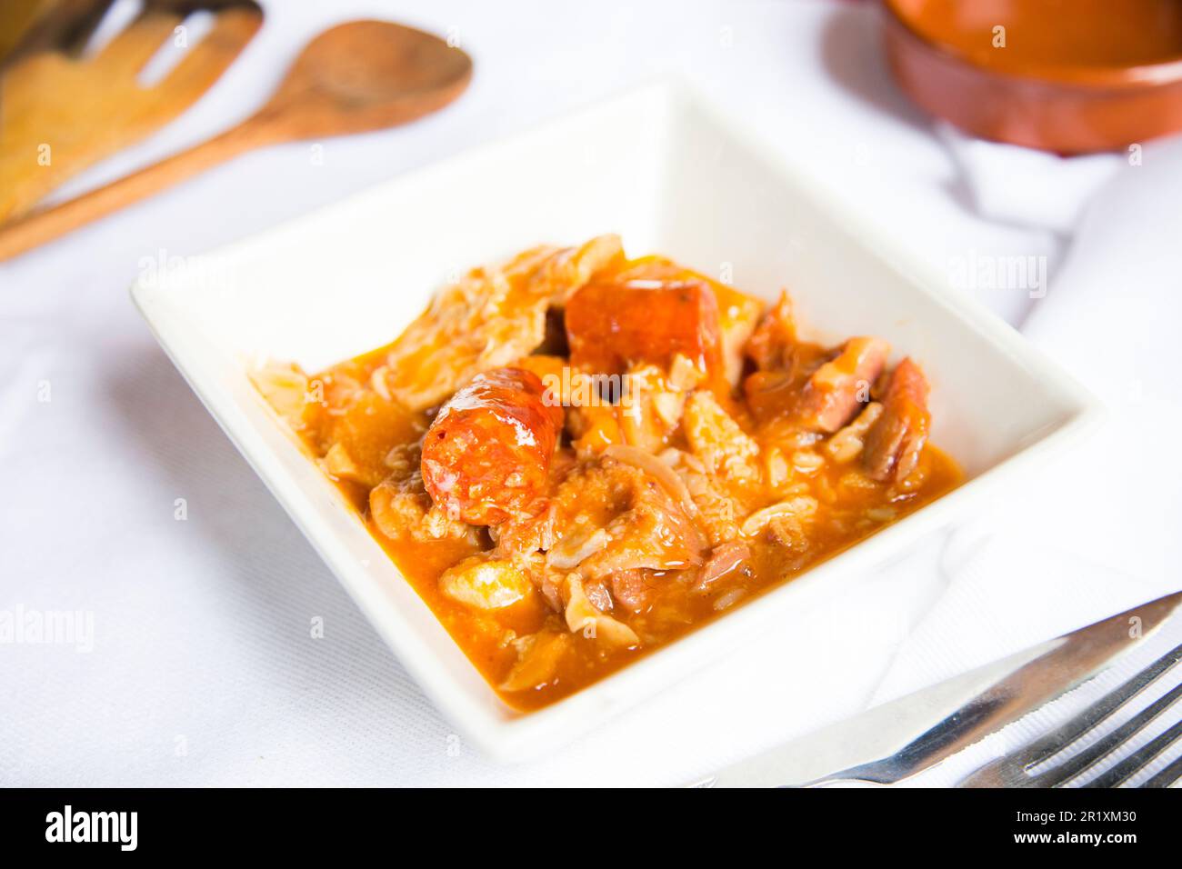 Callos a la madrileña. Tripe with chorizo. Traditional Madrid tapa ...