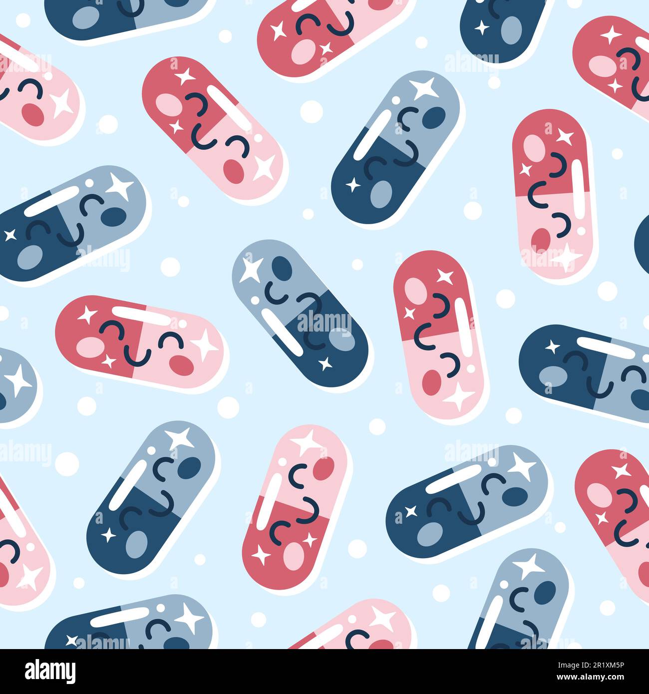 seamless blue pattern medicine fun pills capsules Stock Vector Image ...