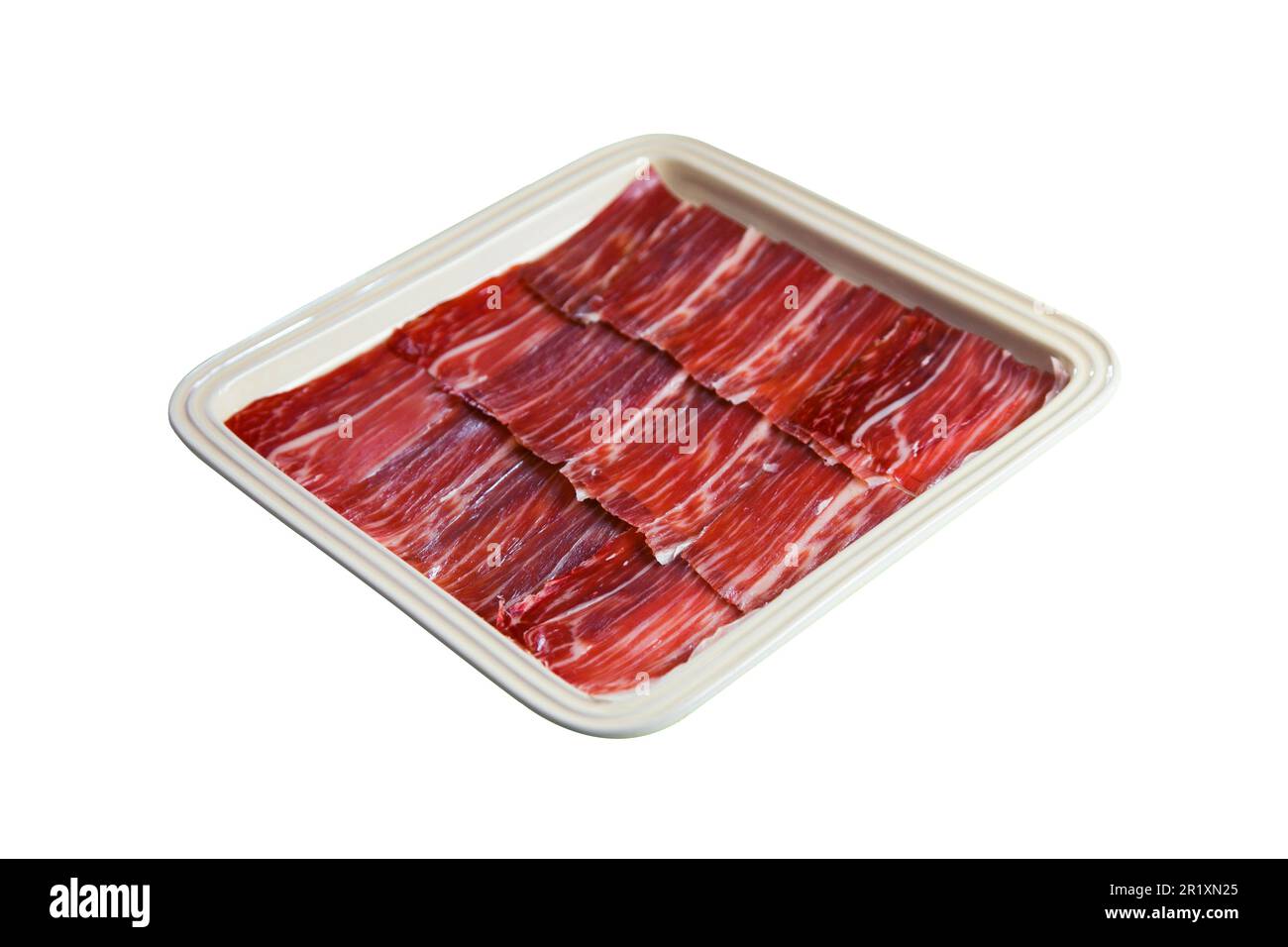 Spanish tapa of Iberian ham. Iberian ham is a type of serrano ham from ...