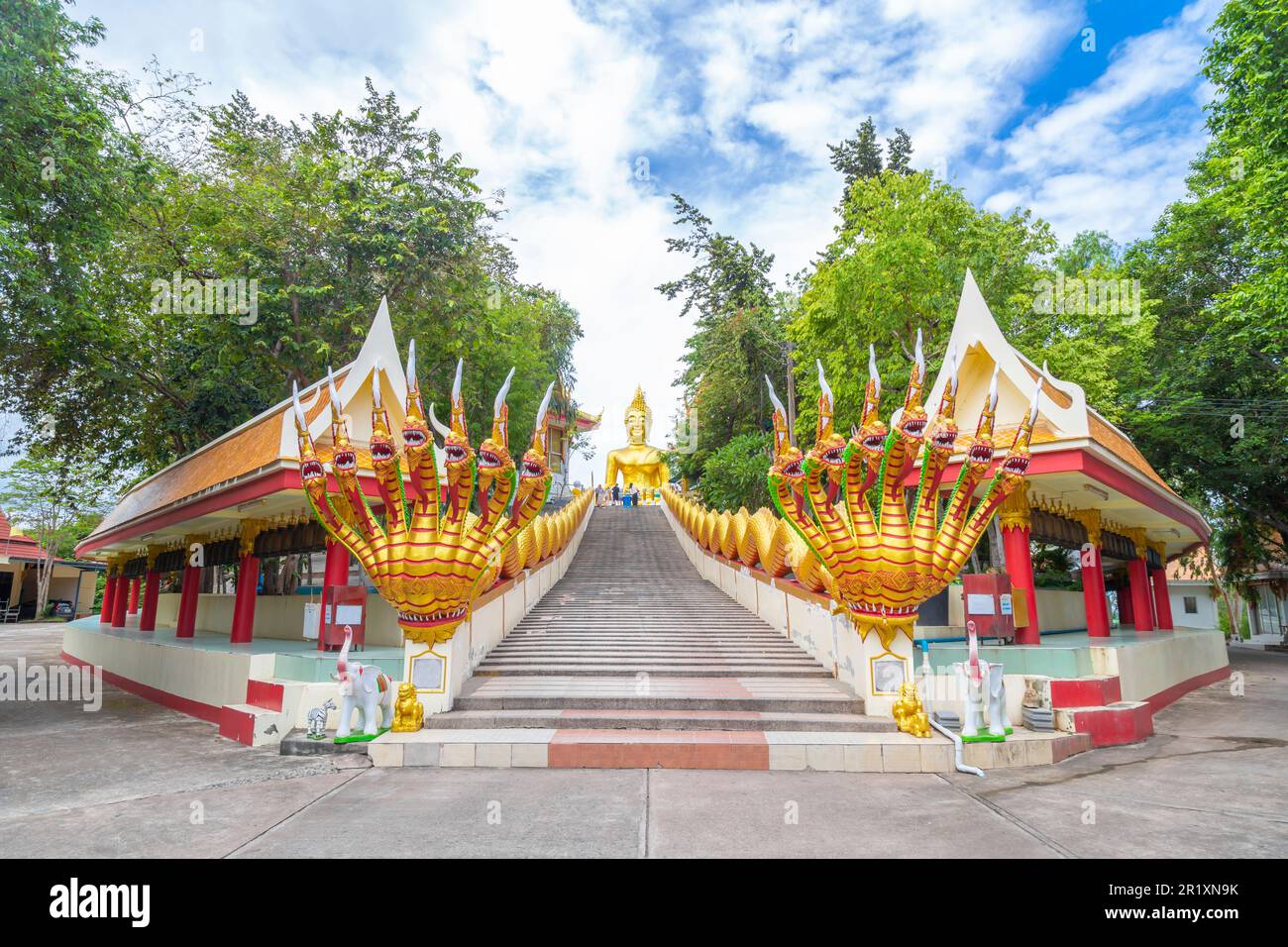 Golden Big Buddha with blue sky in Pattaya, Thailand in a summer day ...
