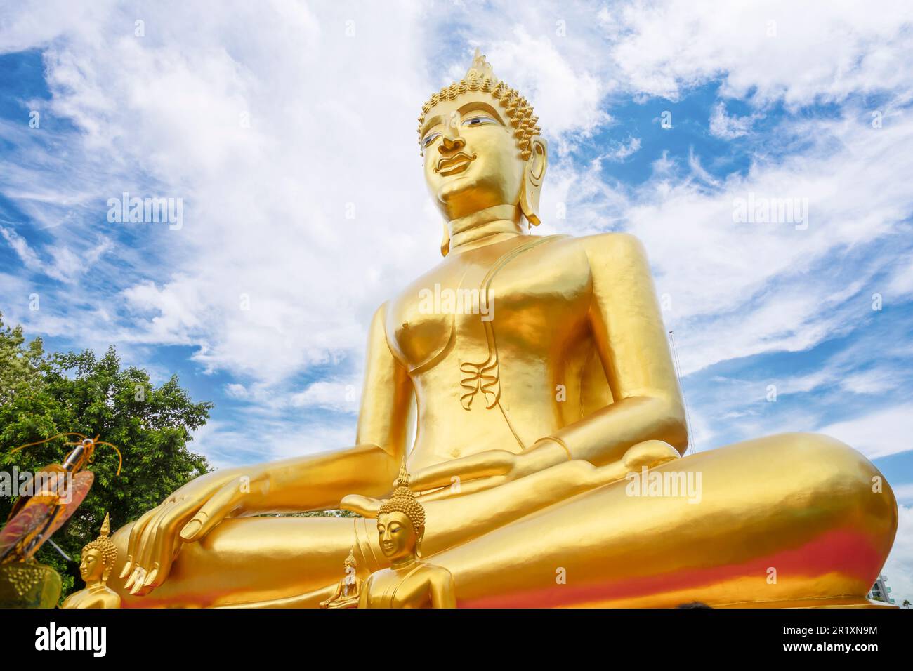 Golden Big Buddha with blue sky in Pattaya, Thailand in a summer day ...