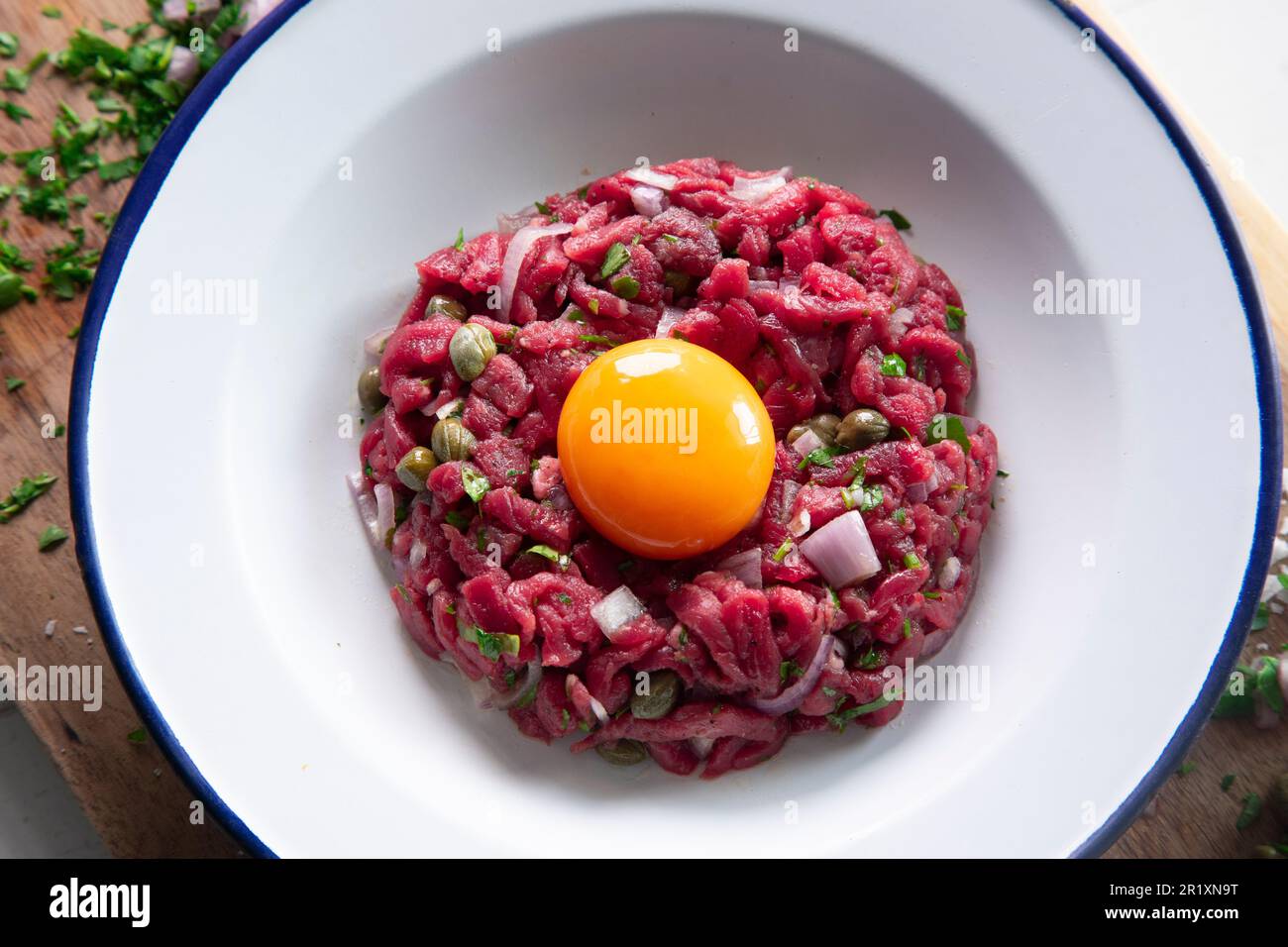Steak tartare, steak tartare or beef tartare is a dish made from raw ...