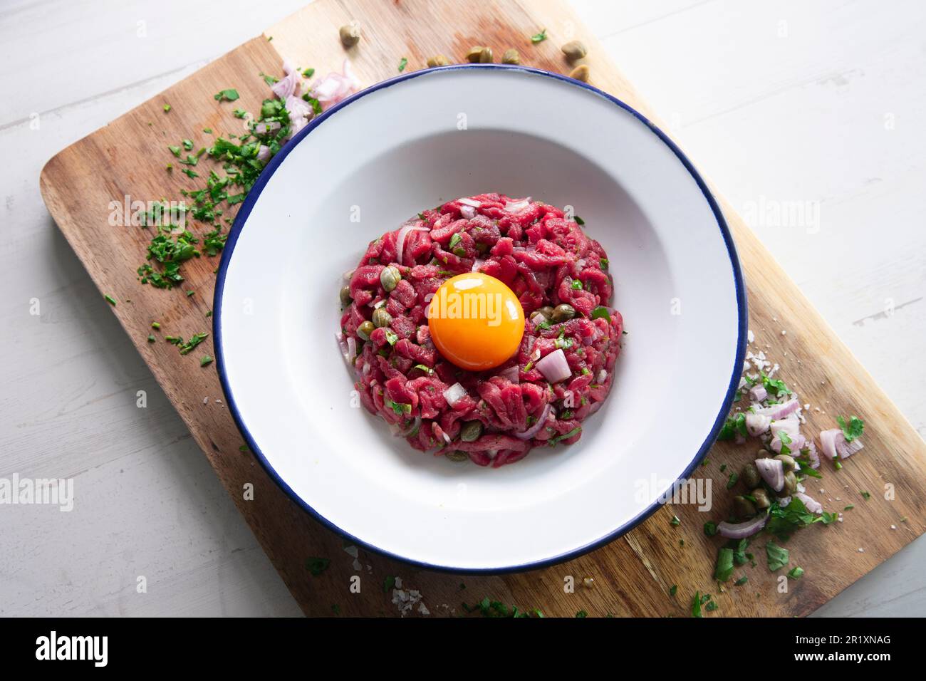 Steak tartare, steak tartare or beef tartare is a dish made from raw ...