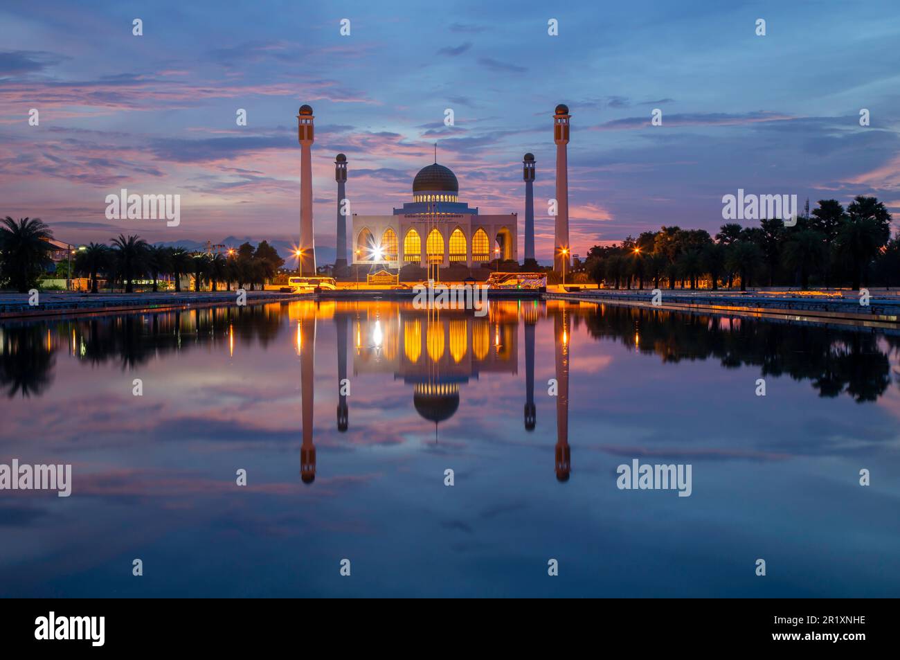Landscape of beautiful sunset sky at Central Mosque, Songkhla province ...