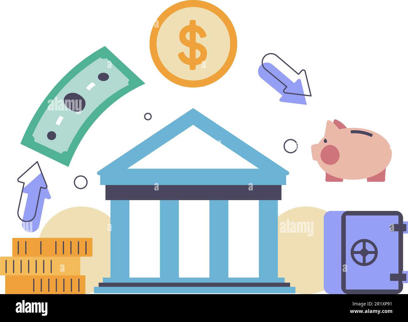 Business process, money earning and saving vector Stock Vector Image ...