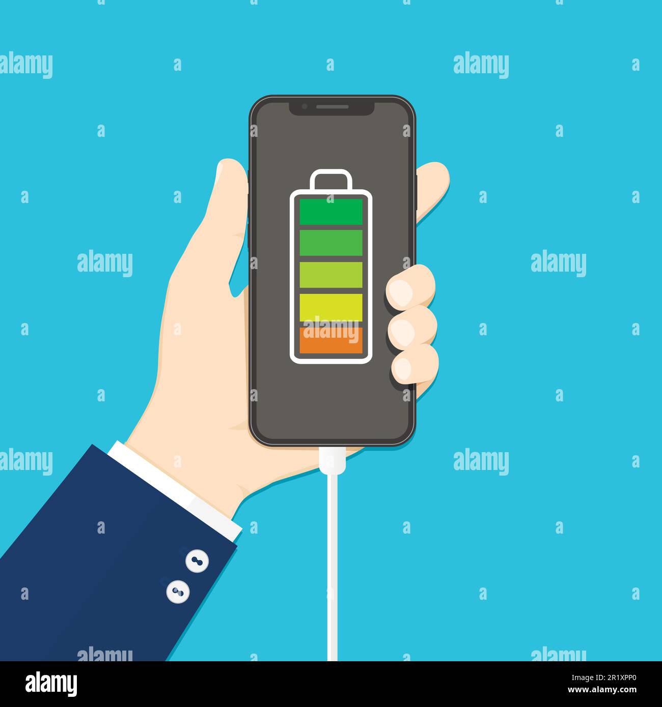 Human hand holding mobile phone with charger connected Stock Vector ... Human hand holding mobile phone with charger connected Stock Vector ...