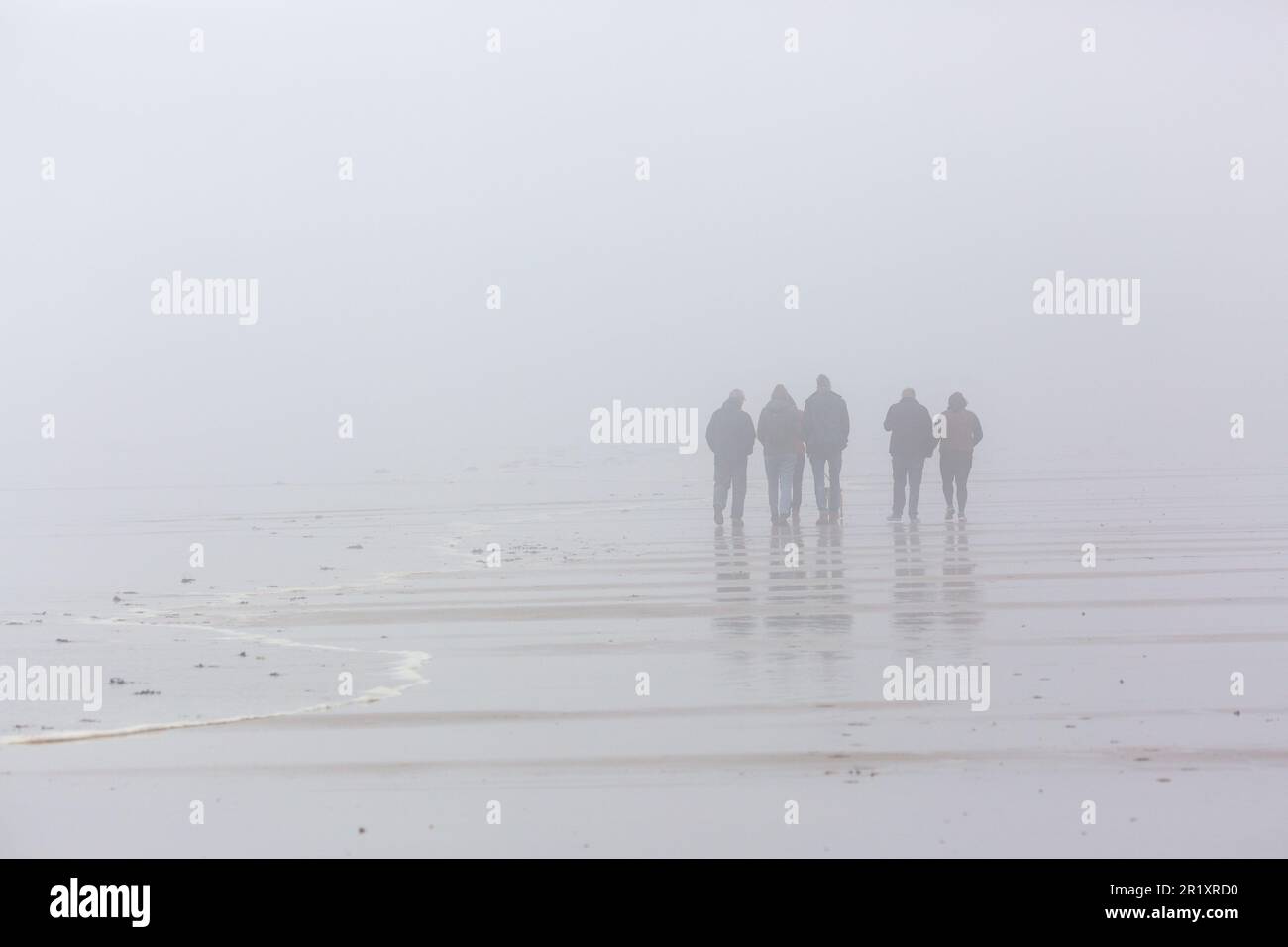 Walker at a foggy day at the beach hi-res stock photography and images ...