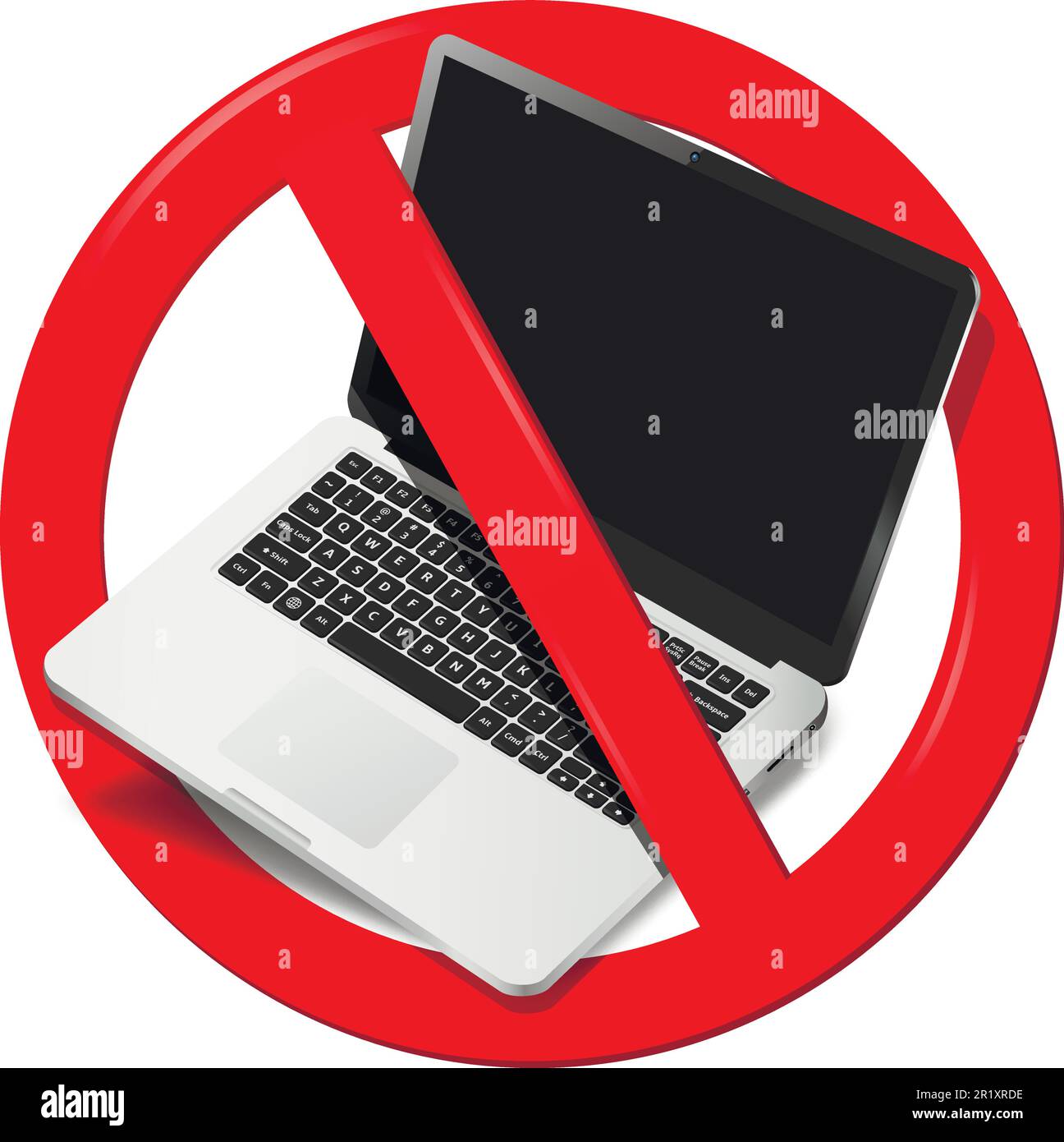 No Laptop - prohibition sign isolated over white Stock Vector Image ...