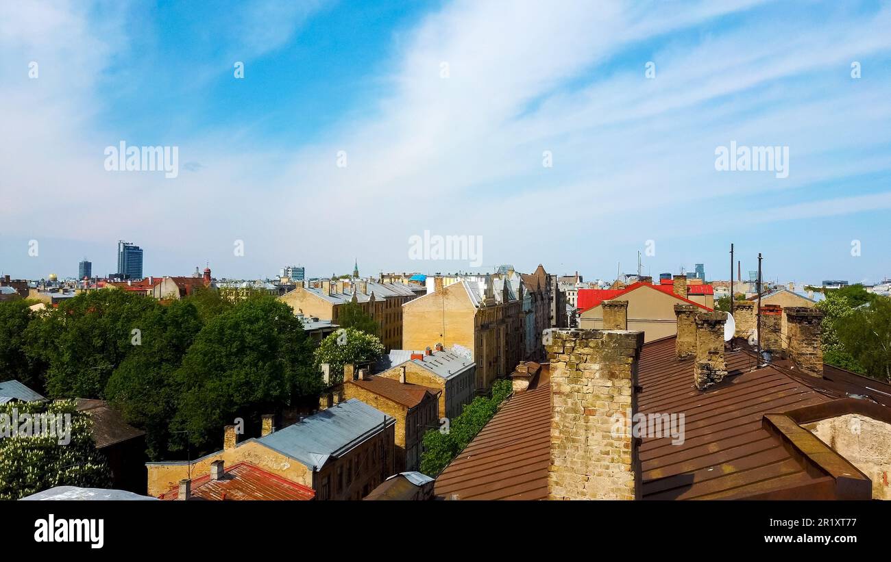 Riga Cityscape Spring Aerial Top View Video, Town, Latvia. Sunny Day ...