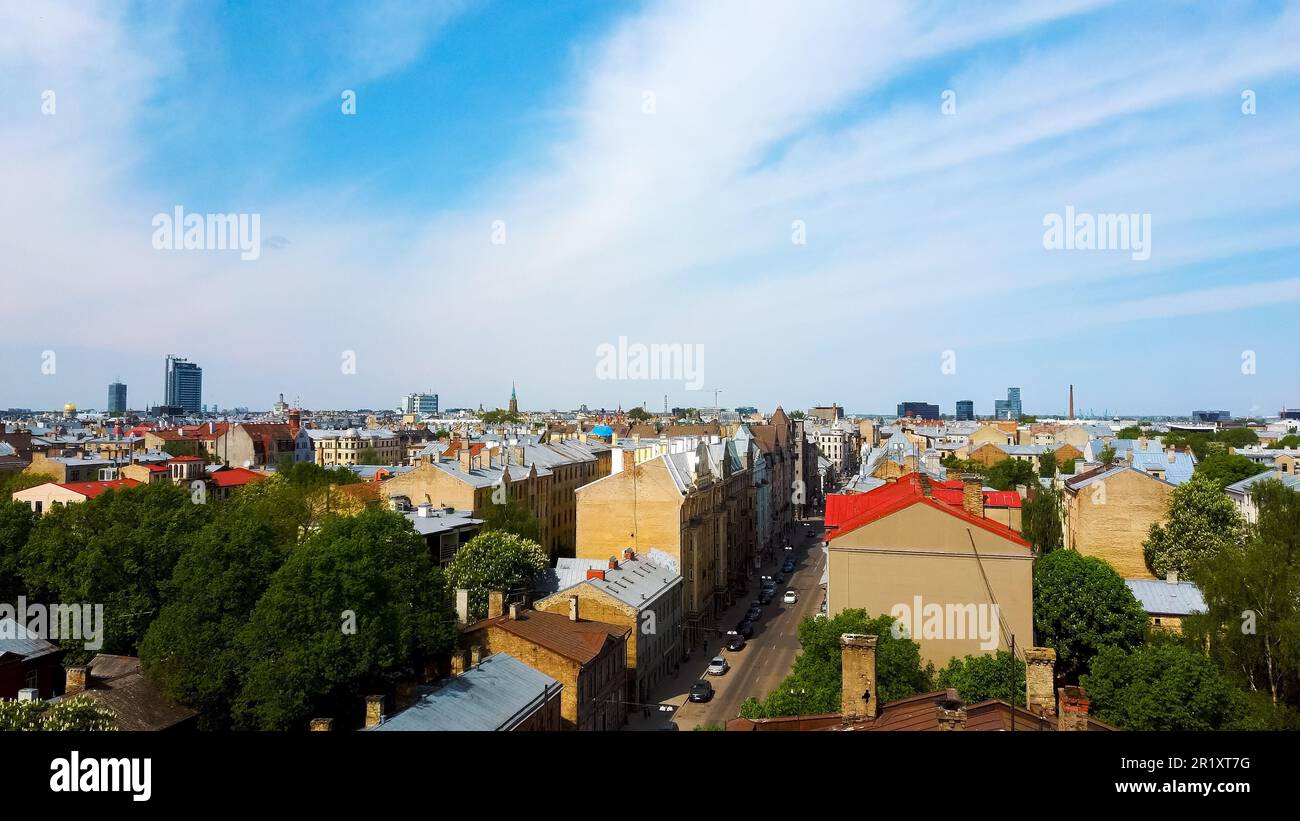 Riga Cityscape Spring Aerial Top View Video, Town, Latvia. Sunny Day ...