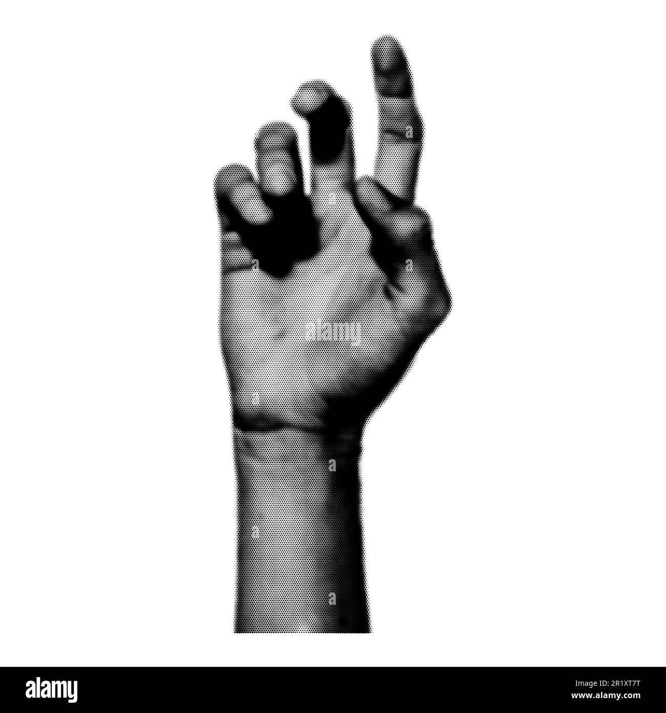Halftone human hand. Collage design element in trendy magazine style ...
