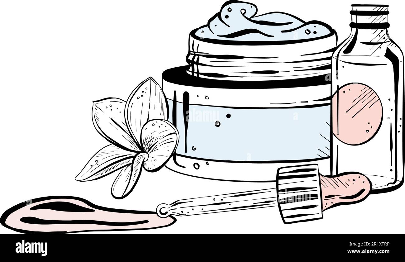 Vector illustration of set of containers. Black outline of a jar of ...