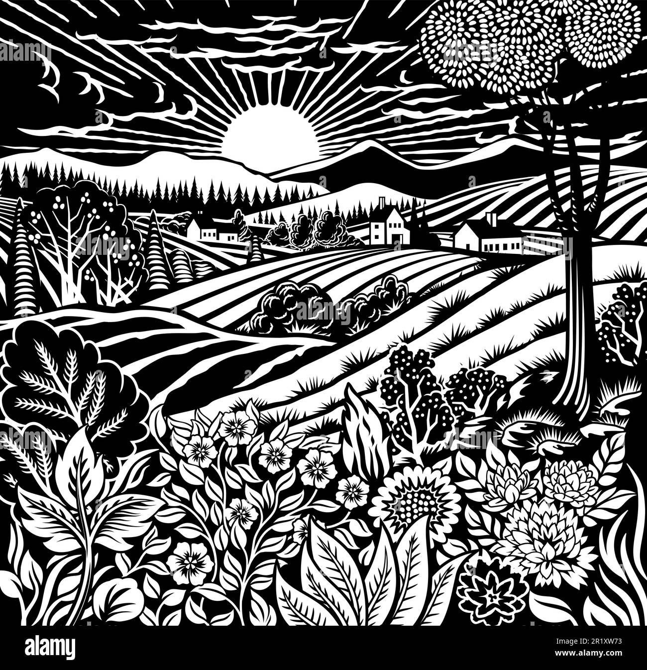 Rolling sunset Stock Vector Images - Alamy