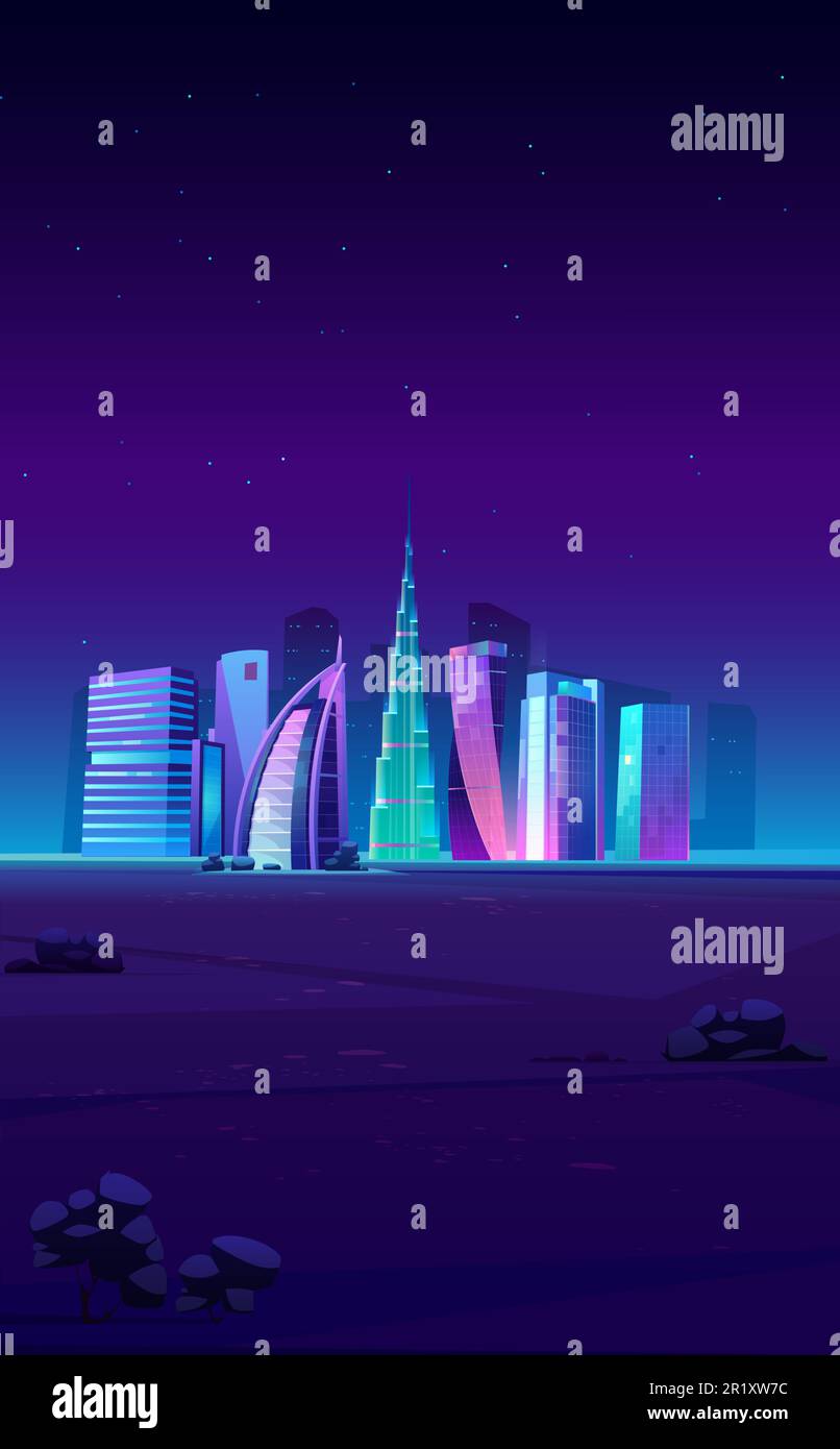 FEBRUARY 15, 2020. Cartoon vector illustration Burj Khalifa, Burj al ...