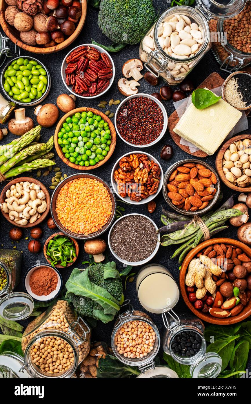 Vegan protein Plant based vegetarian food sources. Healthy eating, diet ...