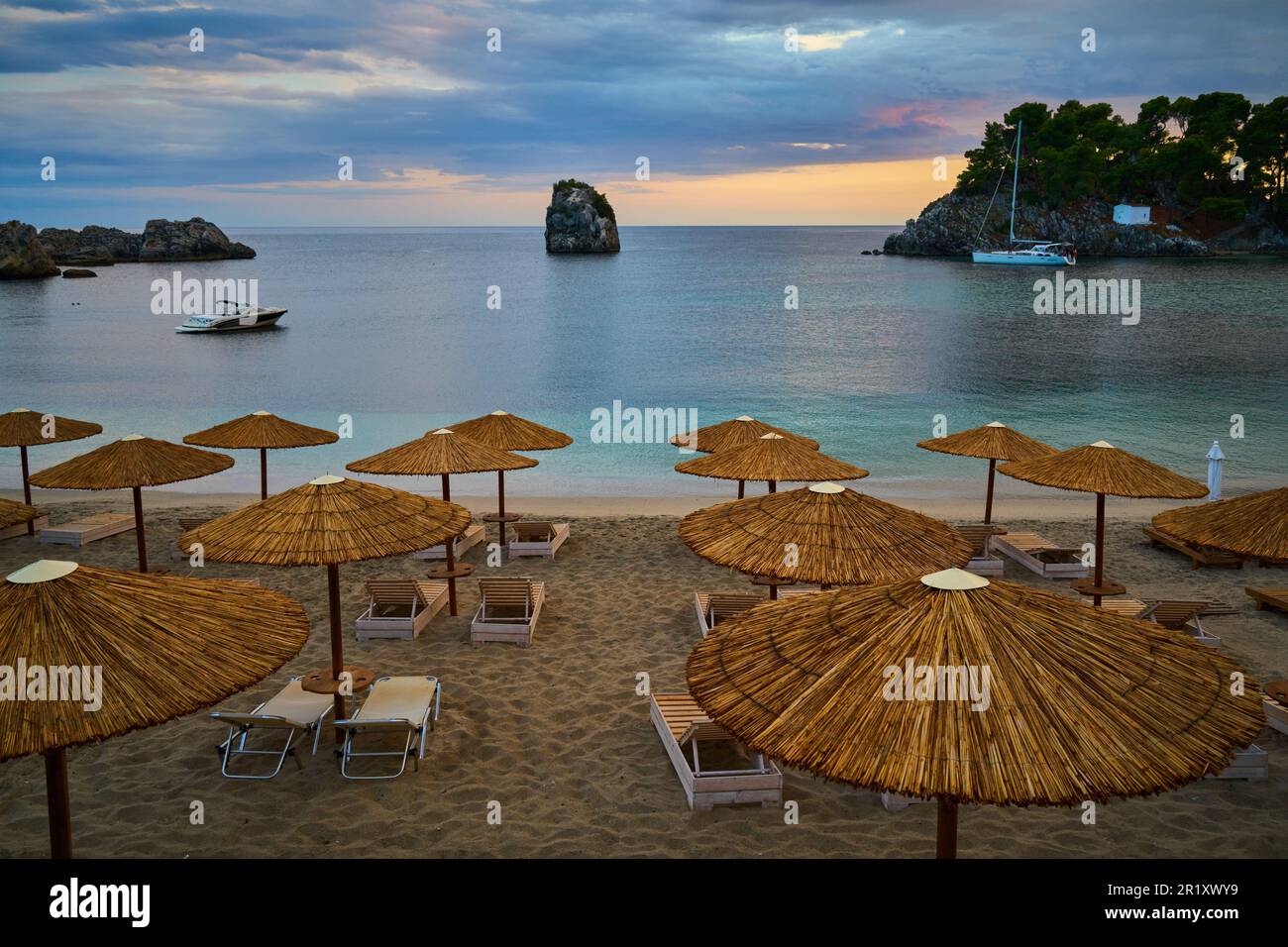 Calm view of the sea in Parga village in Greece Stock Photo - Alamy