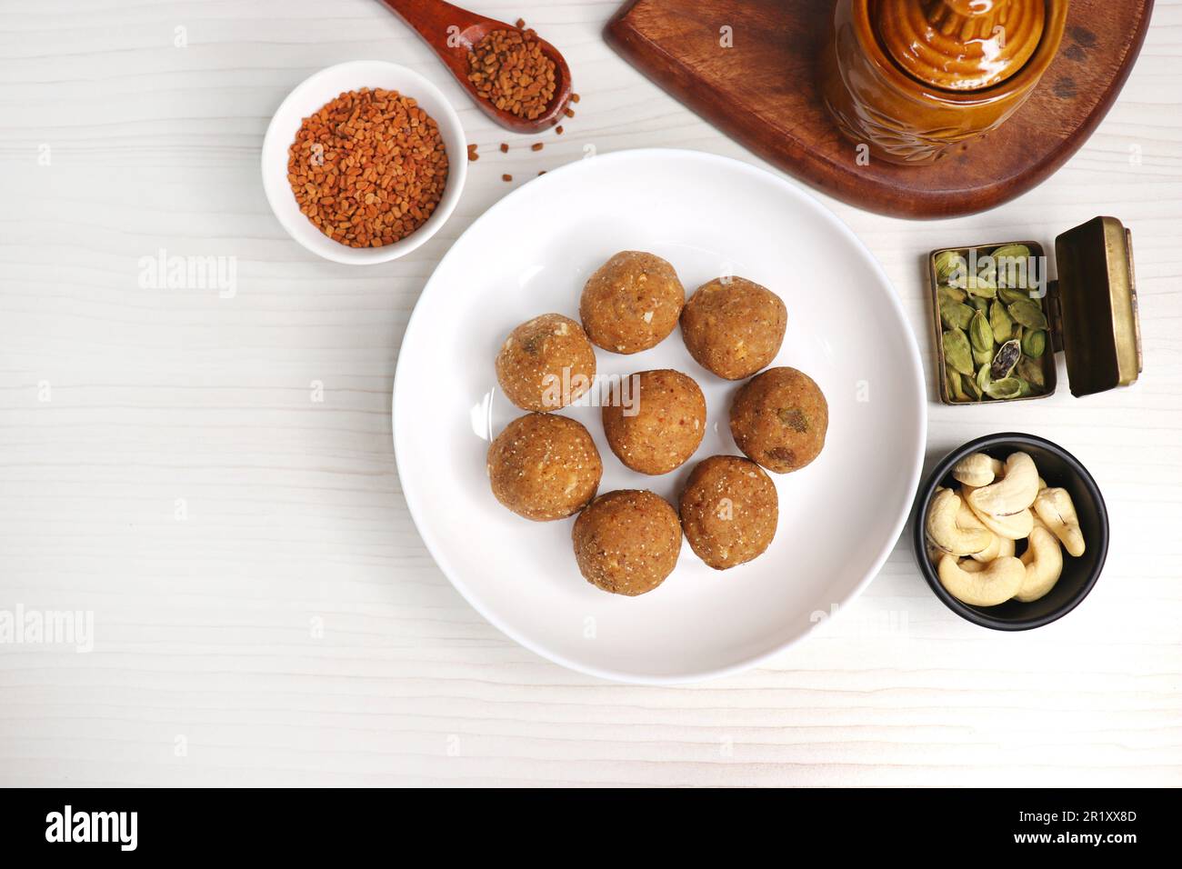 Gond and Methi Ke Laddu or Pinni. Fenugreek Laddu Made From Fenugreek Seeds, Saunf, Jaggery, and ...