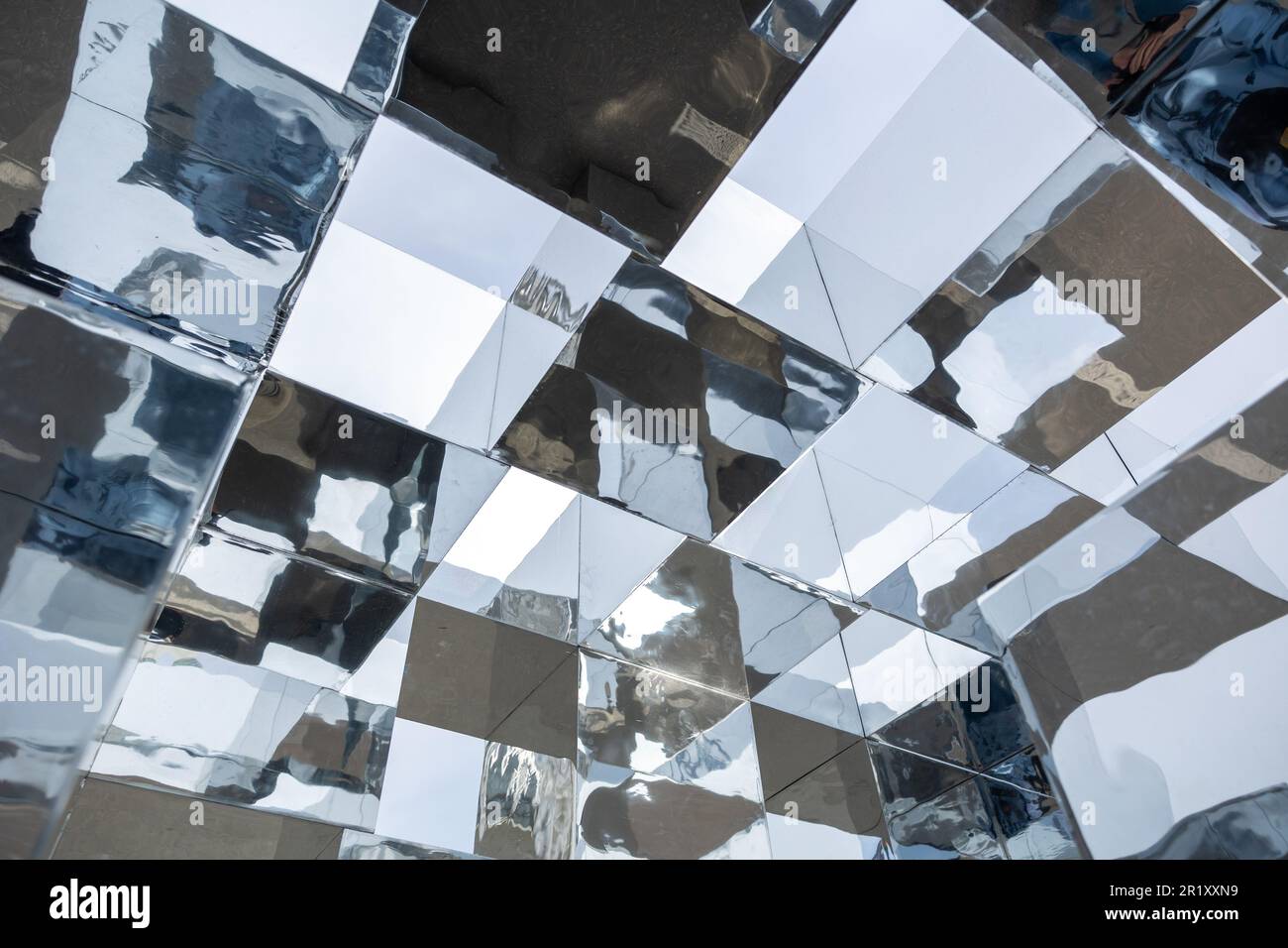 Modern Mirrored ceiling in the interior of the restaurant Stock Photo ...