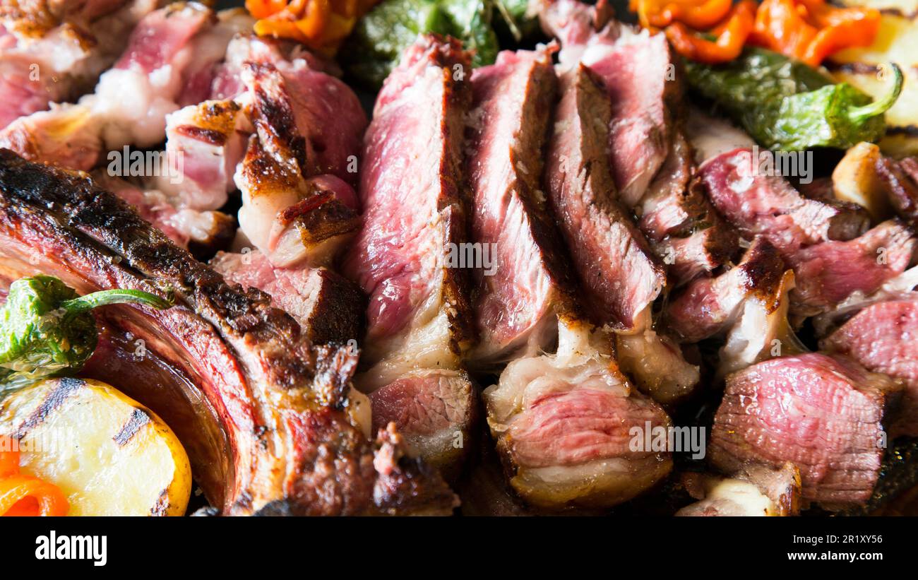 Premium veal T-bone steak cut in a restaurant in the Basque Country in ...