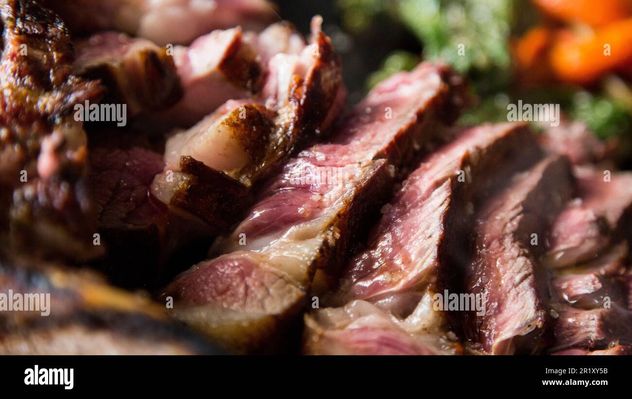 Premium veal T-bone steak cut in a restaurant in the Basque Country in ...