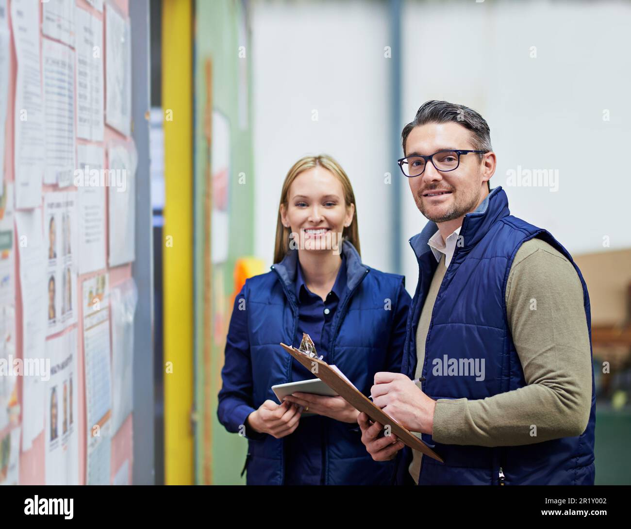 Our warehosue is a well oiled machine. Portrait of two managers ...