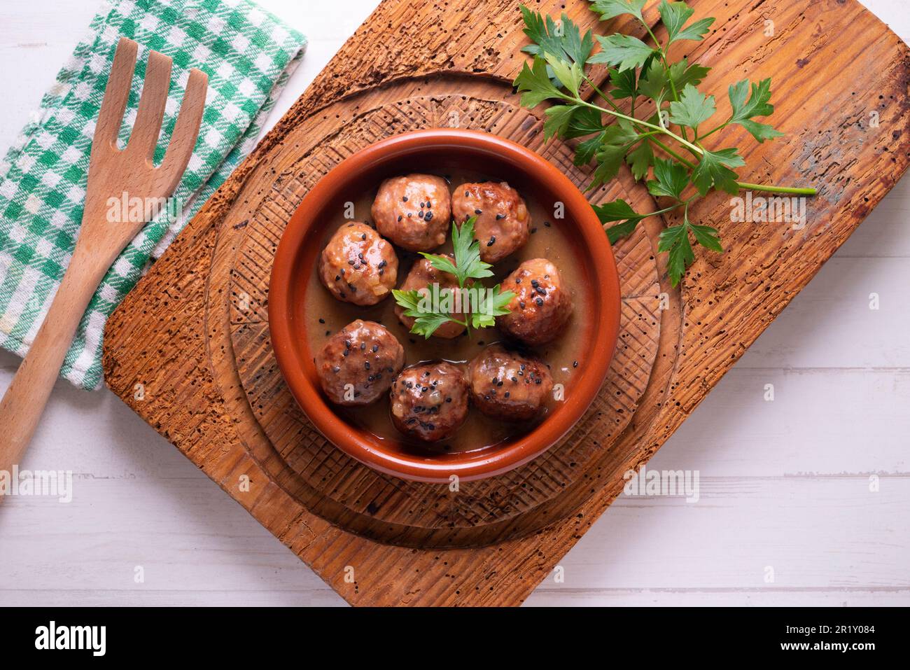 Meatballs with tomato sauce. A meatball is a popular culinary ...