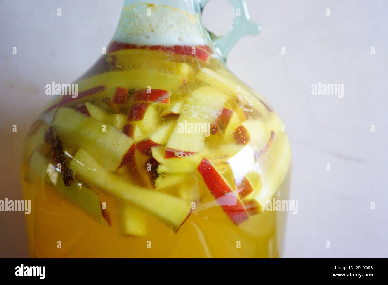 Fermentation of apple mead or fruit wine in a glass carboy Stock Photo ...