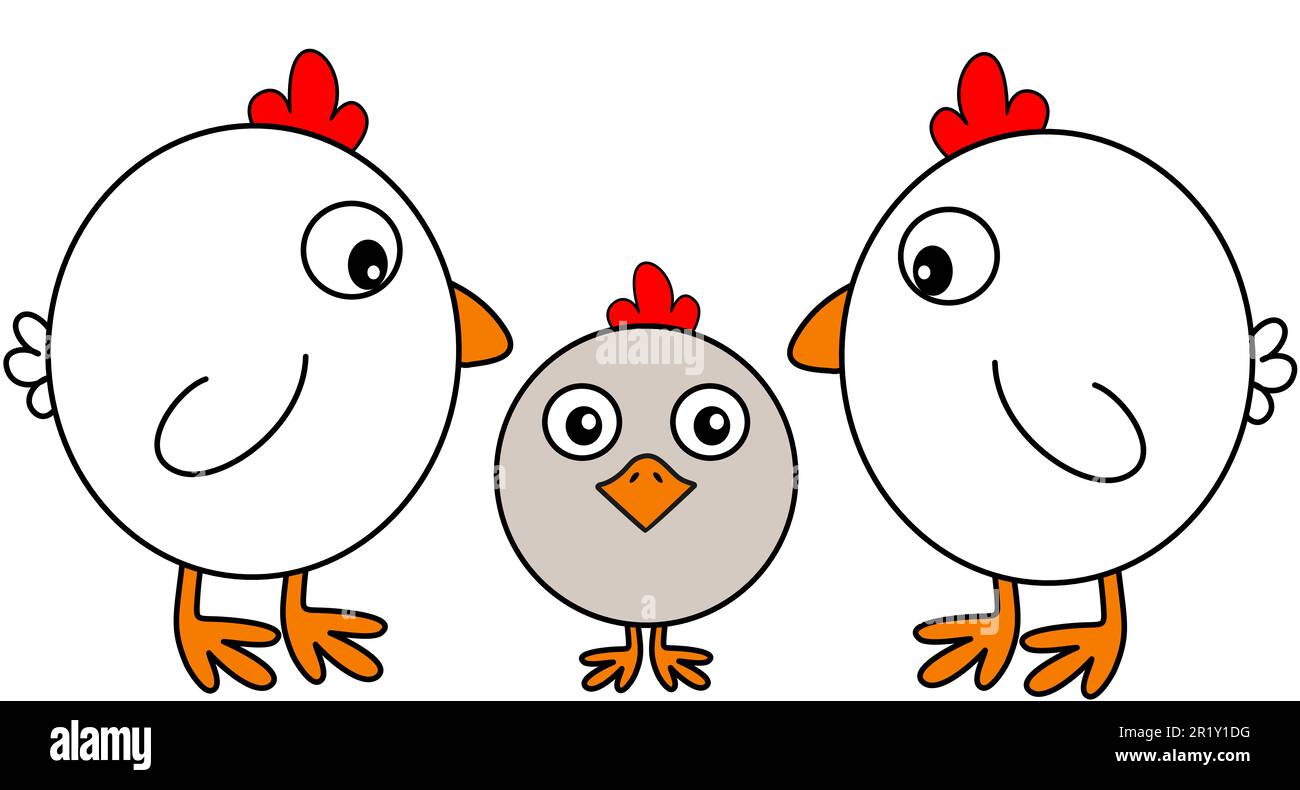 Cute chicken family isolated on white Stock Photo - Alamy