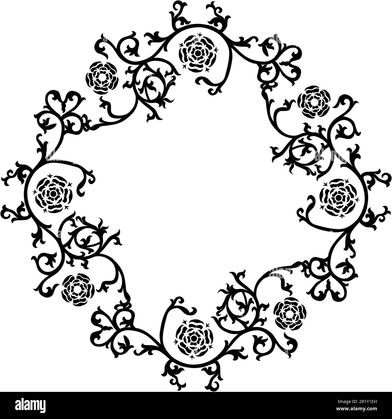 Ornate round floral frame design Stock Photo - Alamy